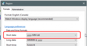 How to change the Windows Short date format - Margill