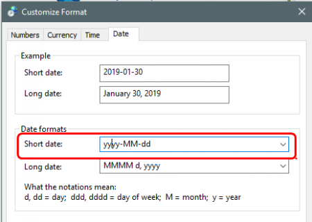 How to change the Windows Short date format - Margill